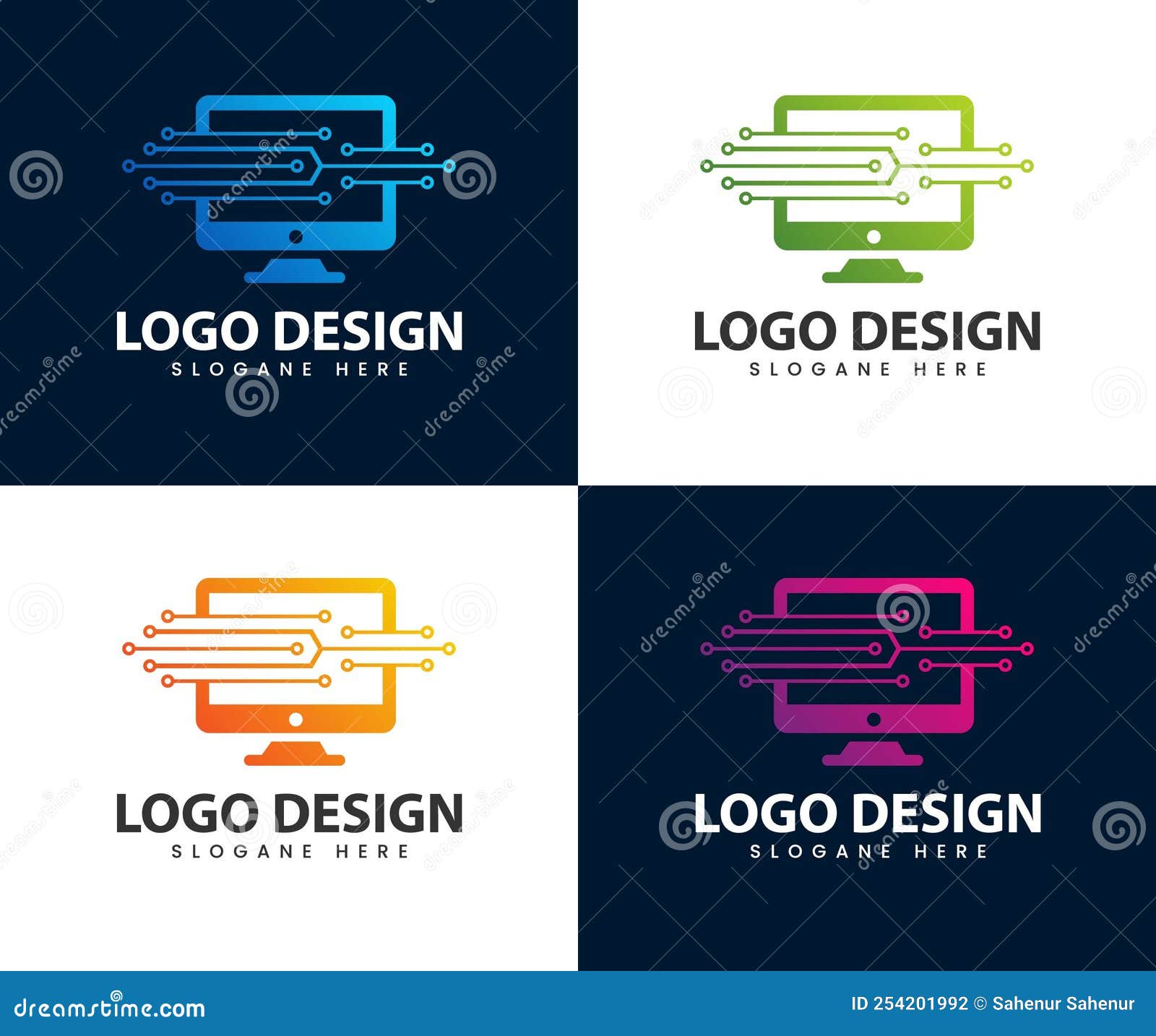 Computer Technology Logo Template Designs, Computer Service Logo ...