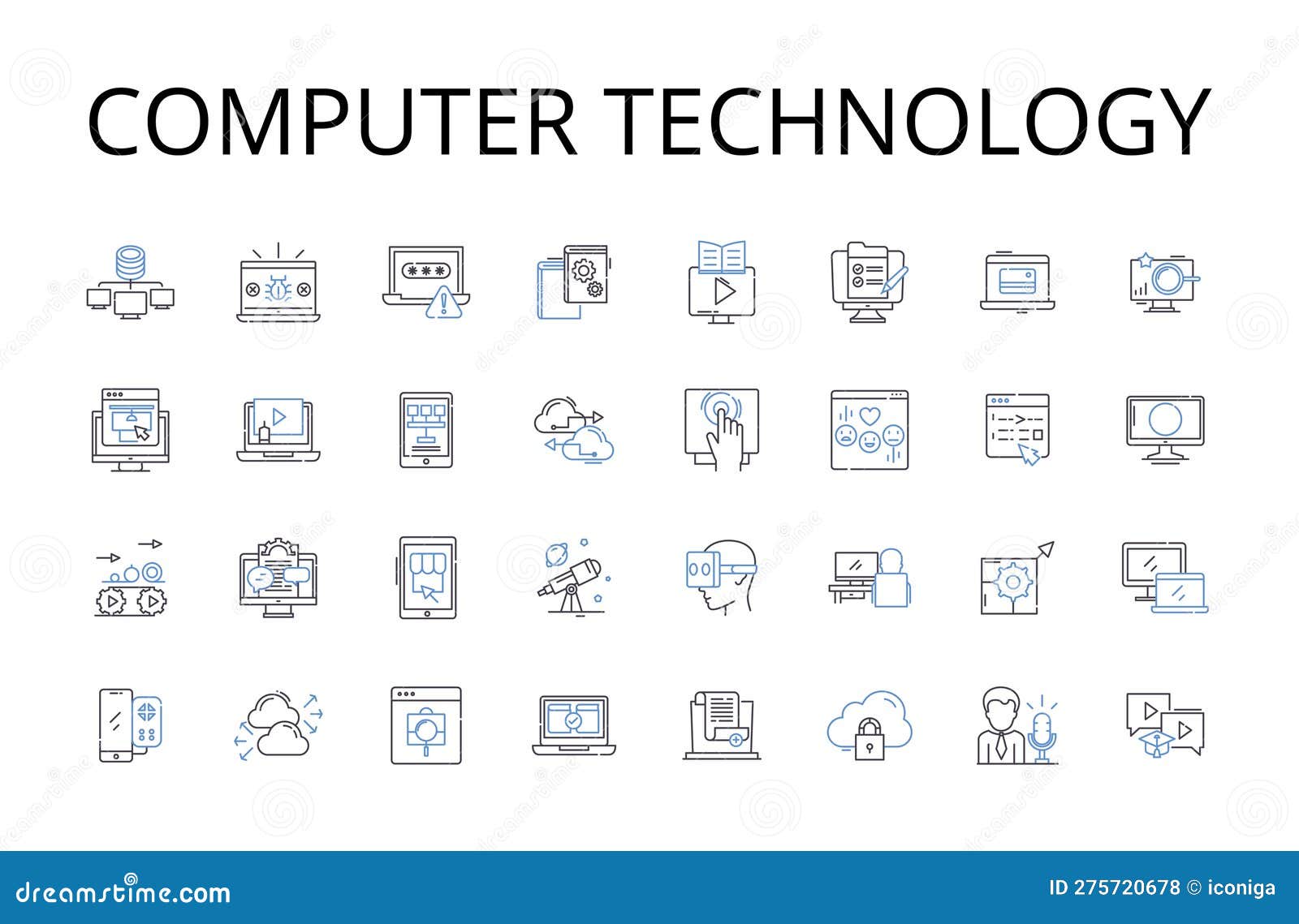 Computer Technology Line Icons Collection. Information Technology ...