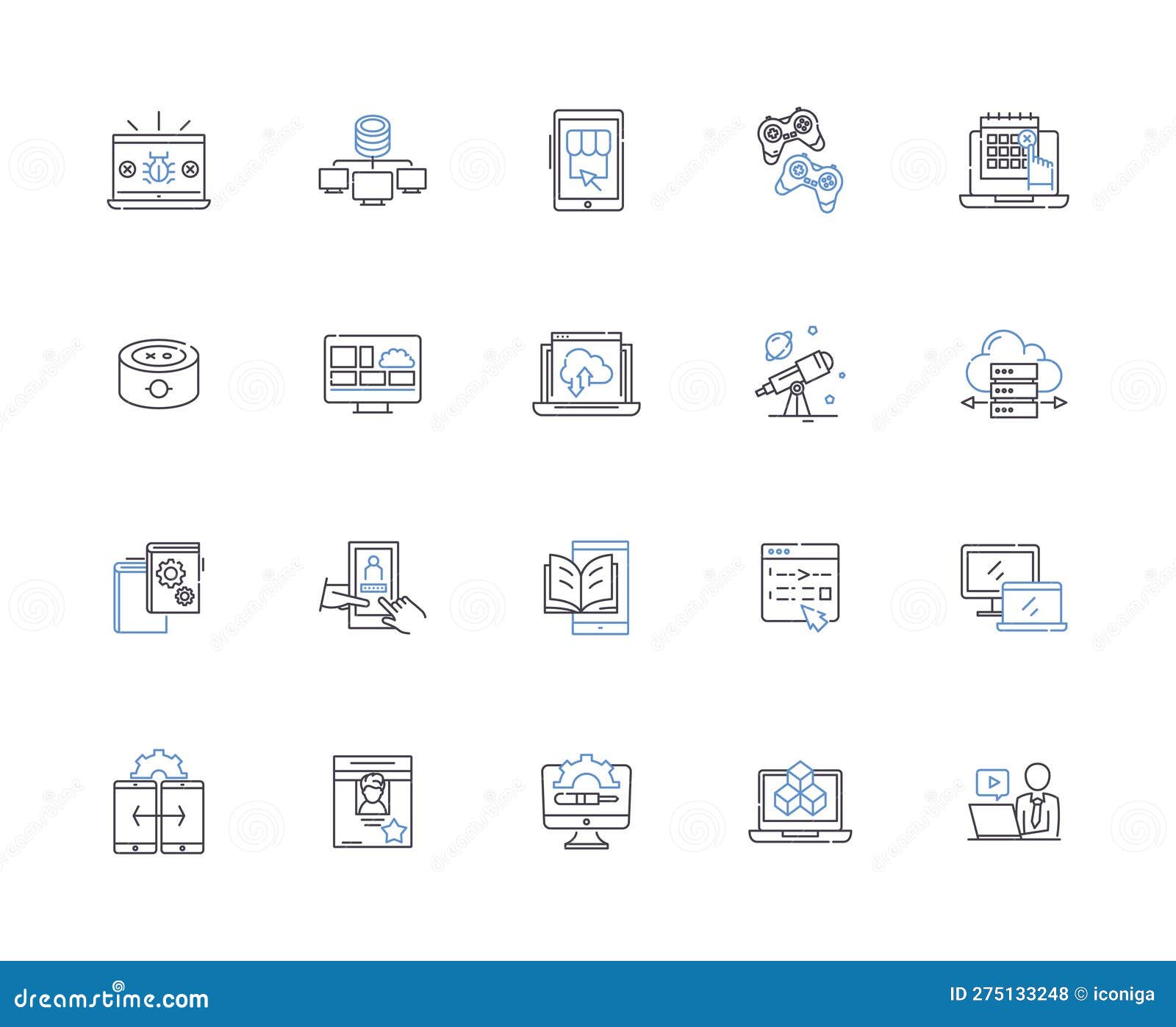 Computer Technology Outline Icons Collection Computer Technology Networking Software