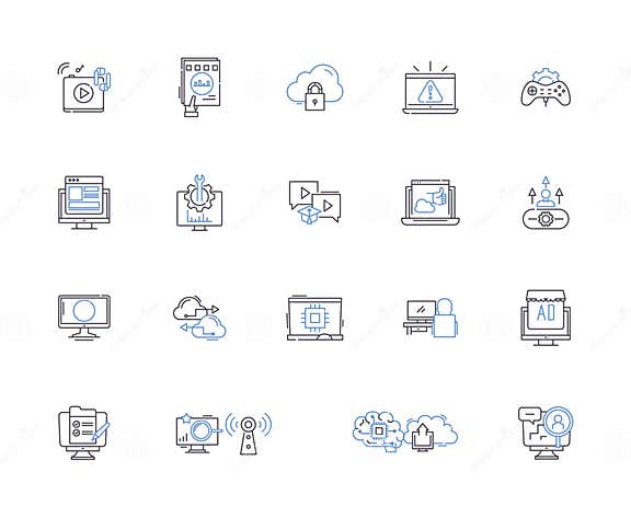 Computer Technology Outline Icons Collection. Computer, Technology ...