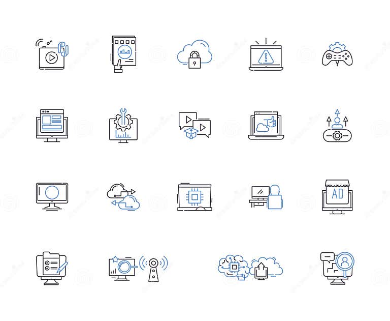 Computer Technology Outline Icons Collection. Computer, Technology ...