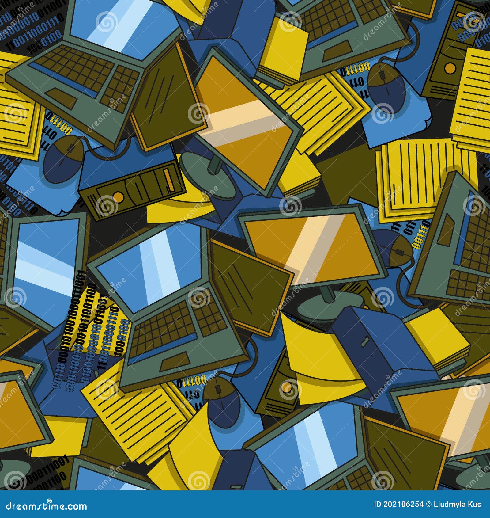 Computer Technology Seamless Pattern Stock Illustration - Illustration ...