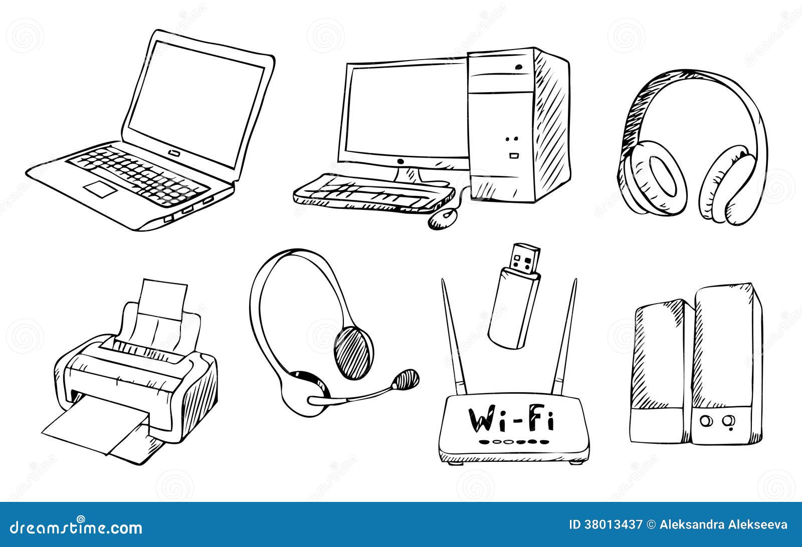 Computer technology set stock vector. Illustration of computer - 38013437