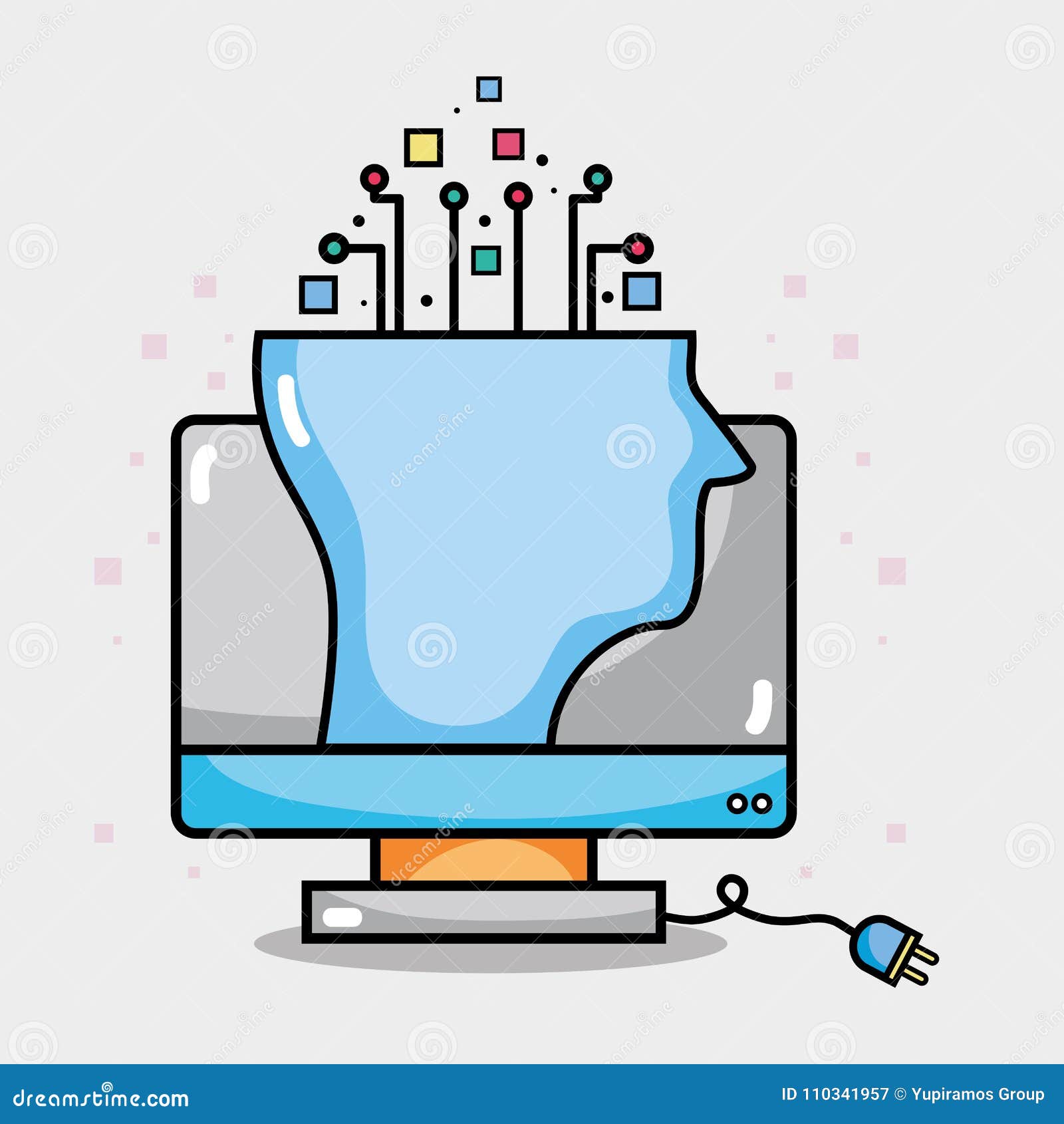 Computer Technology and Silhouette Man with Circuits Stock Vector ...