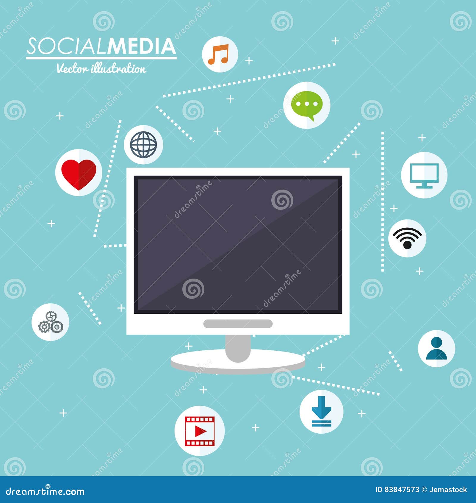 Computer Technology Social Media Share Connected Stock Vector ...
