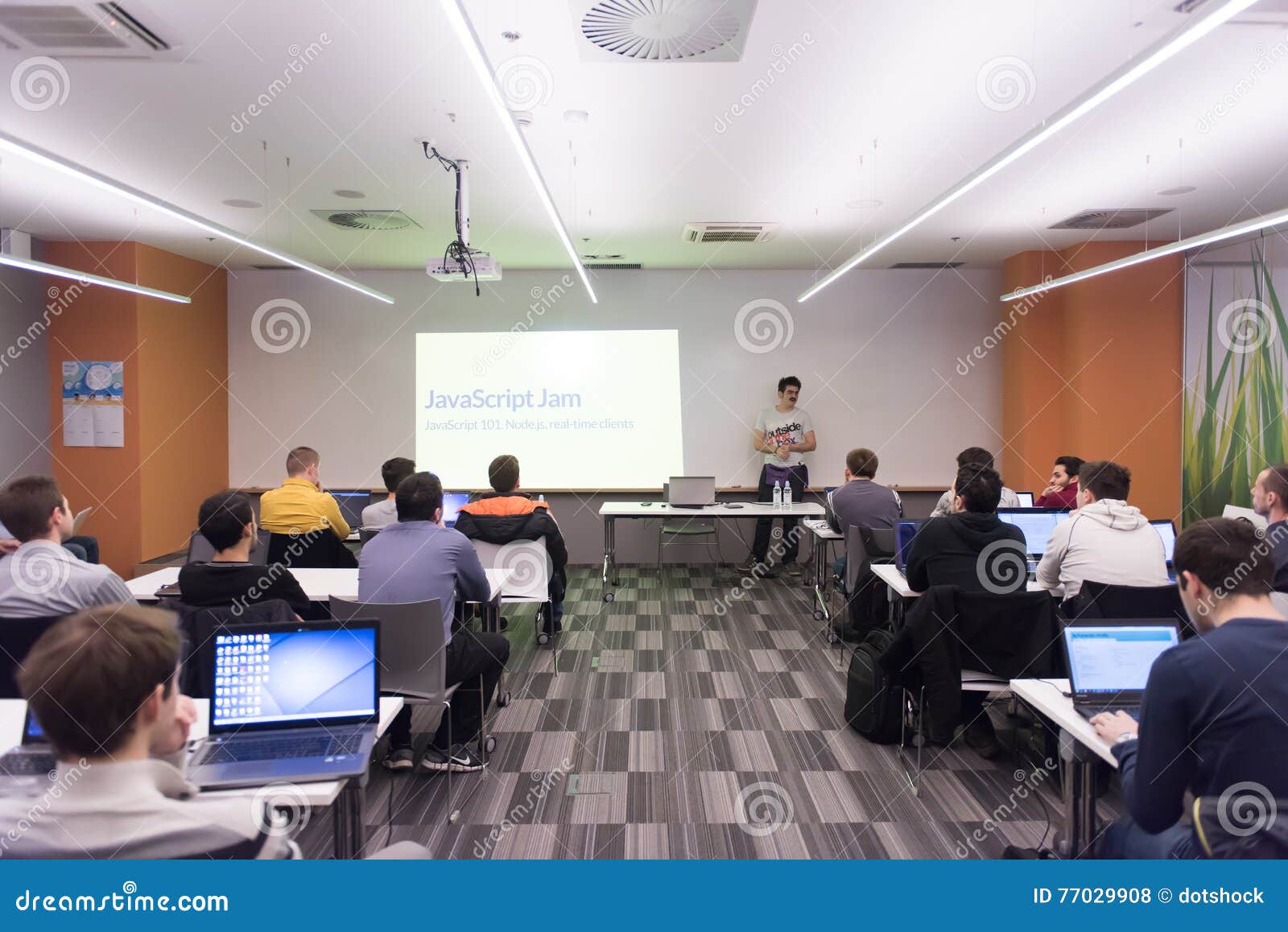 Technology Students Group Working In Computer Lab School Class Royalty ...