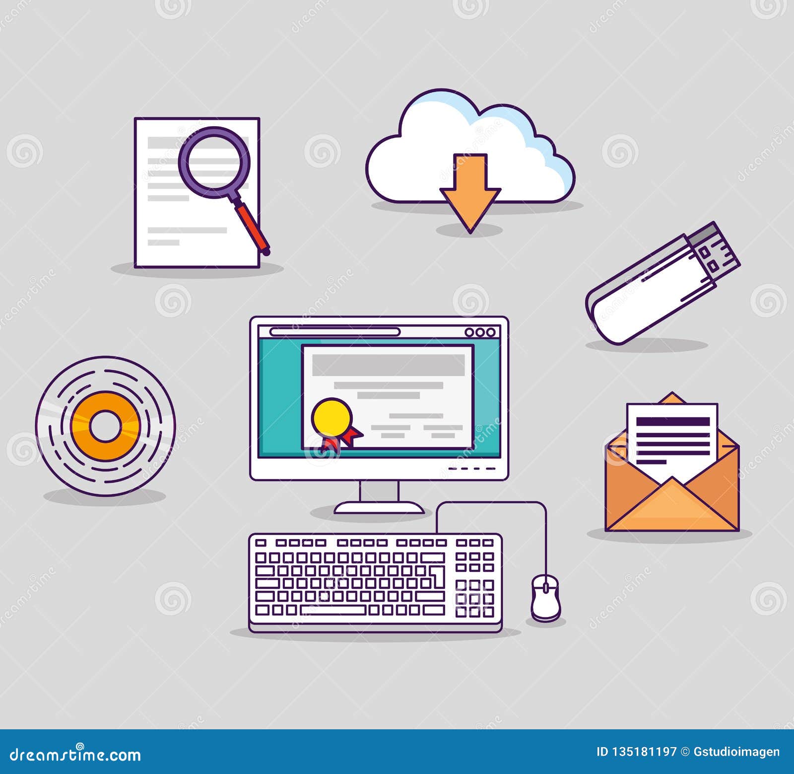 Computer Technology with Usb and Certicate Diploma Stock Vector ...