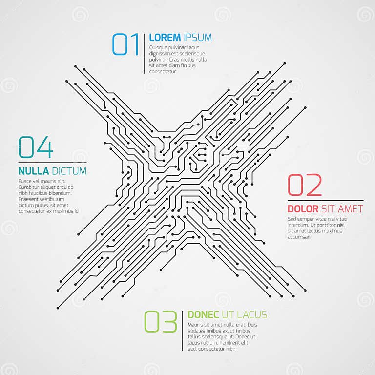 Computer Technology Vector Infographic Template with Circuit Board and ...
