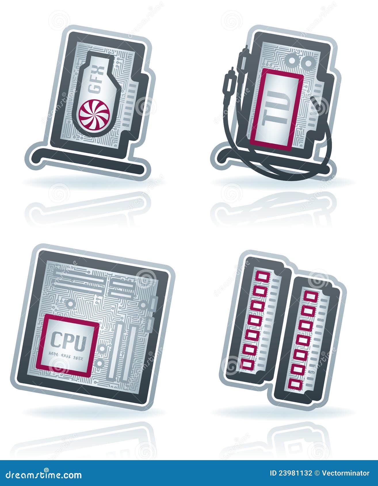 Computer-Teile vektor abbildung. Illustration von rosa - 23981132