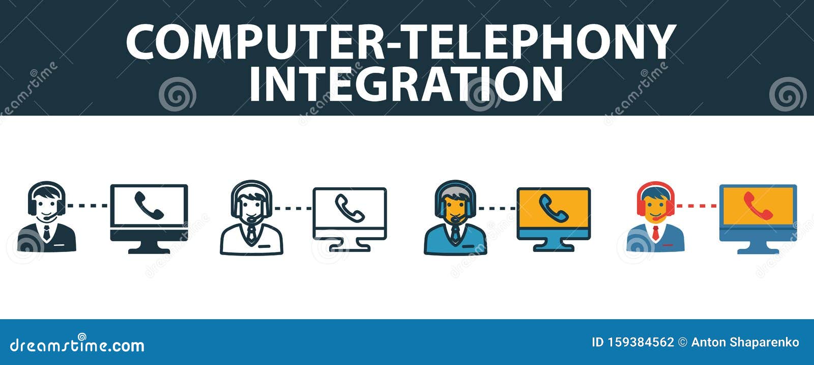Computer-Telephony Integration Icon Set. Premium Symbol in Different ...