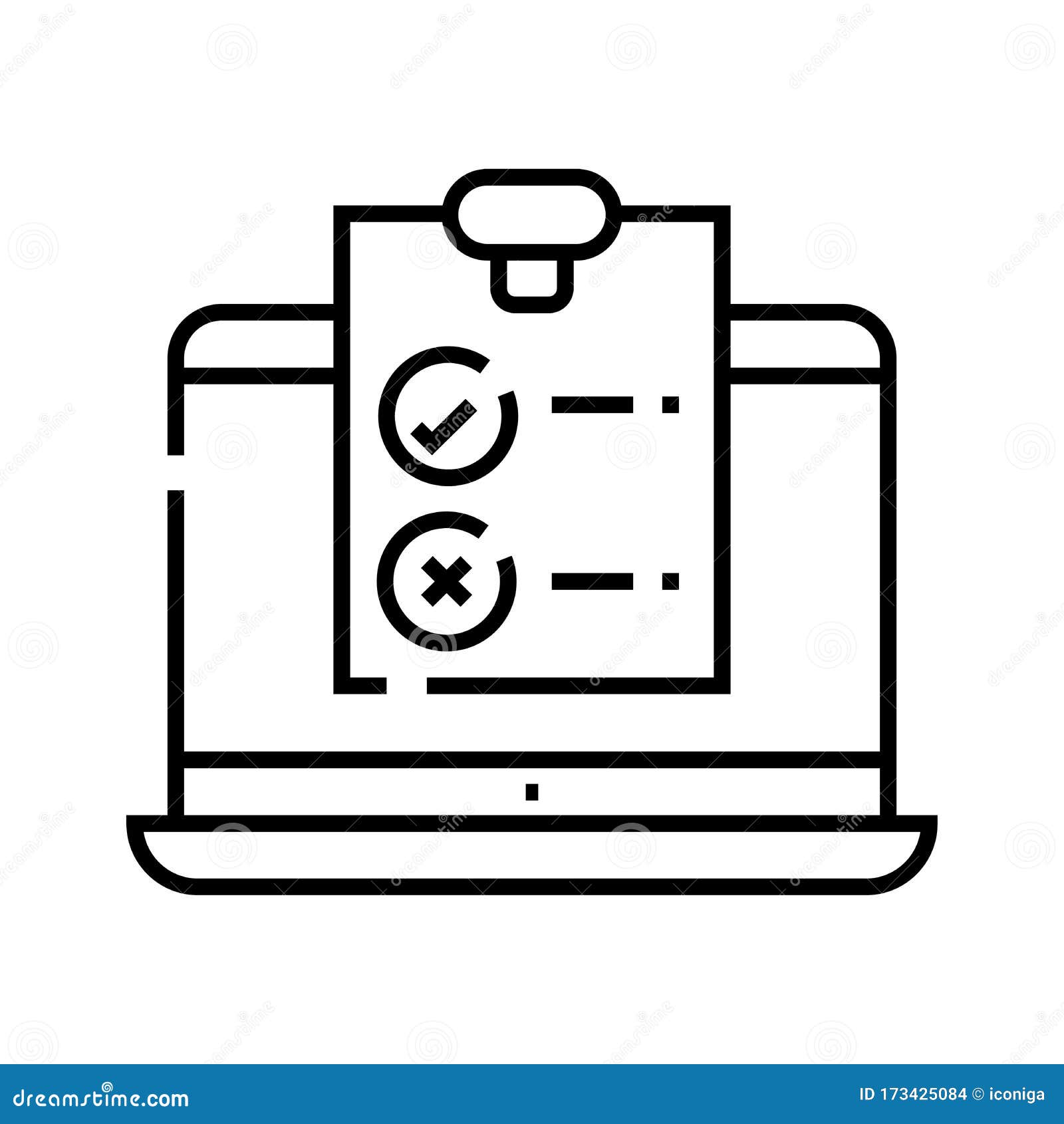Computer Test Line Icon, Concept Sign, Outline Vector Illustration ...