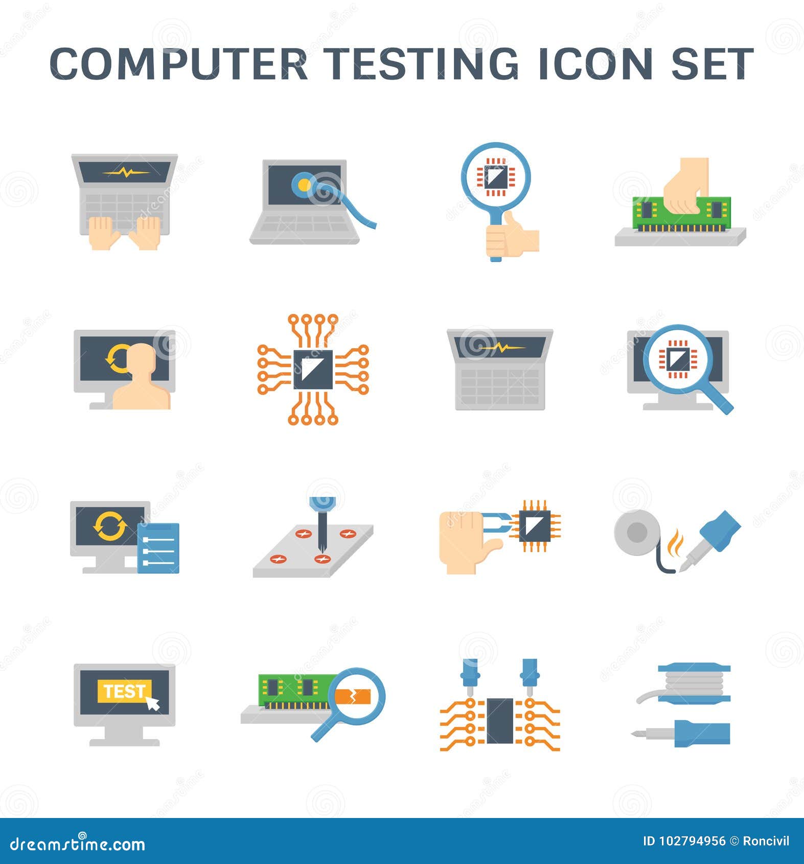 Computer testing icon stock vector. Illustration of electrical - 102794956