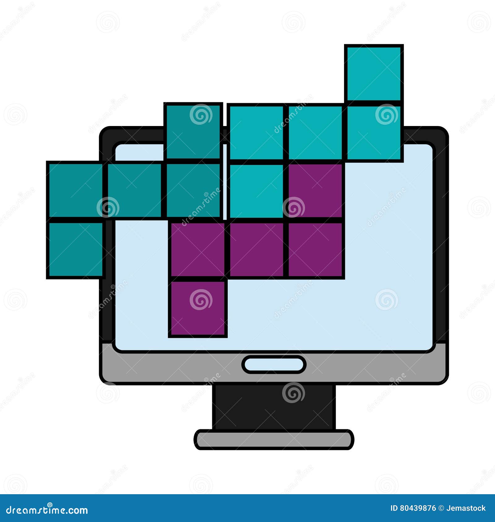 Computer and Tetrix Videogame Control Design Stock Vector ...