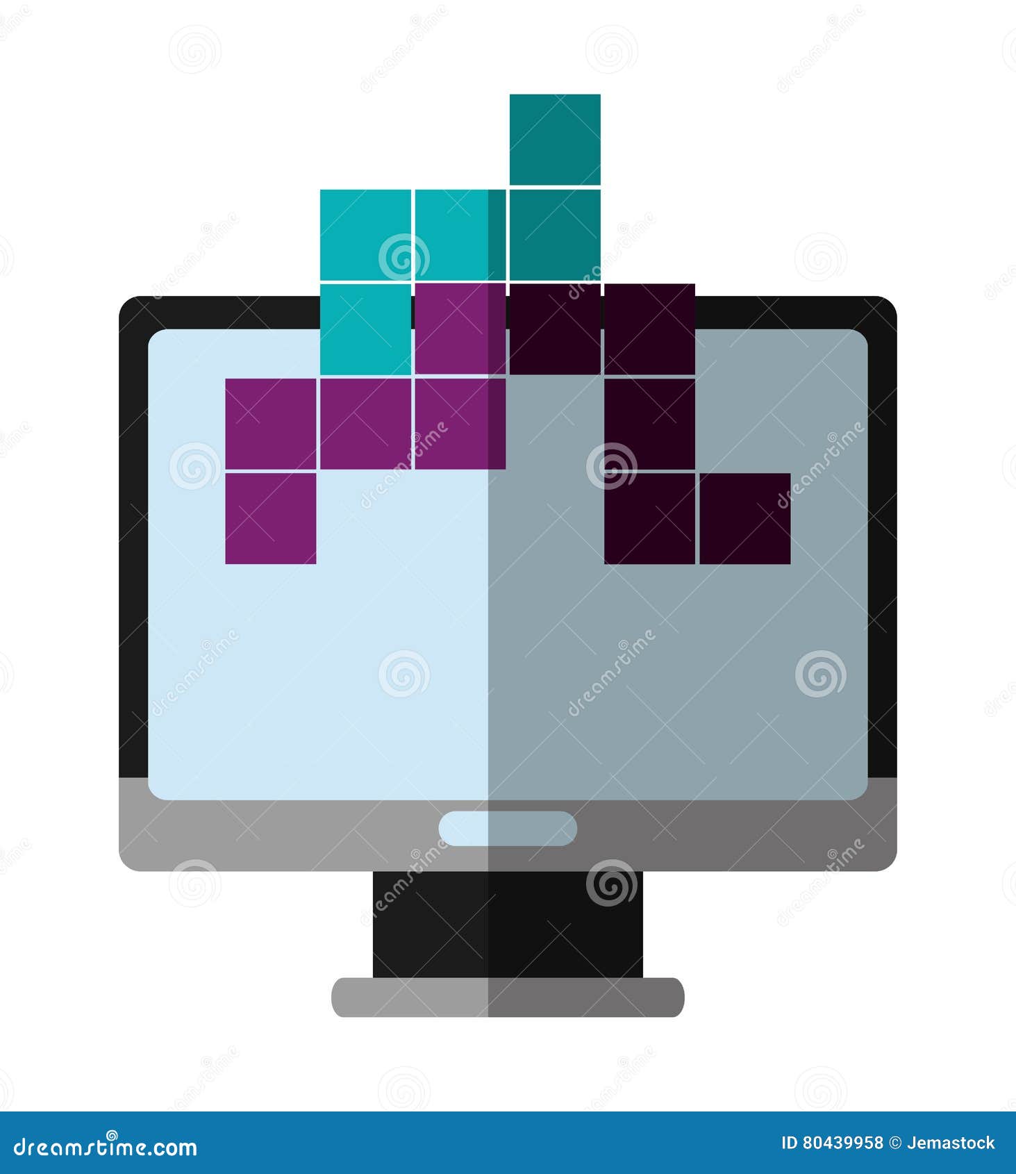 Computer And Tetrix Videogame Control Design Vector Illustration ...