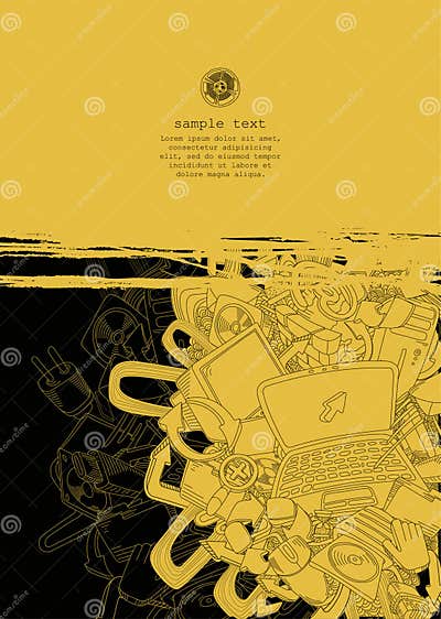 Computer Theme- Line Drawing- Vector Stock Vector - Illustration of ...