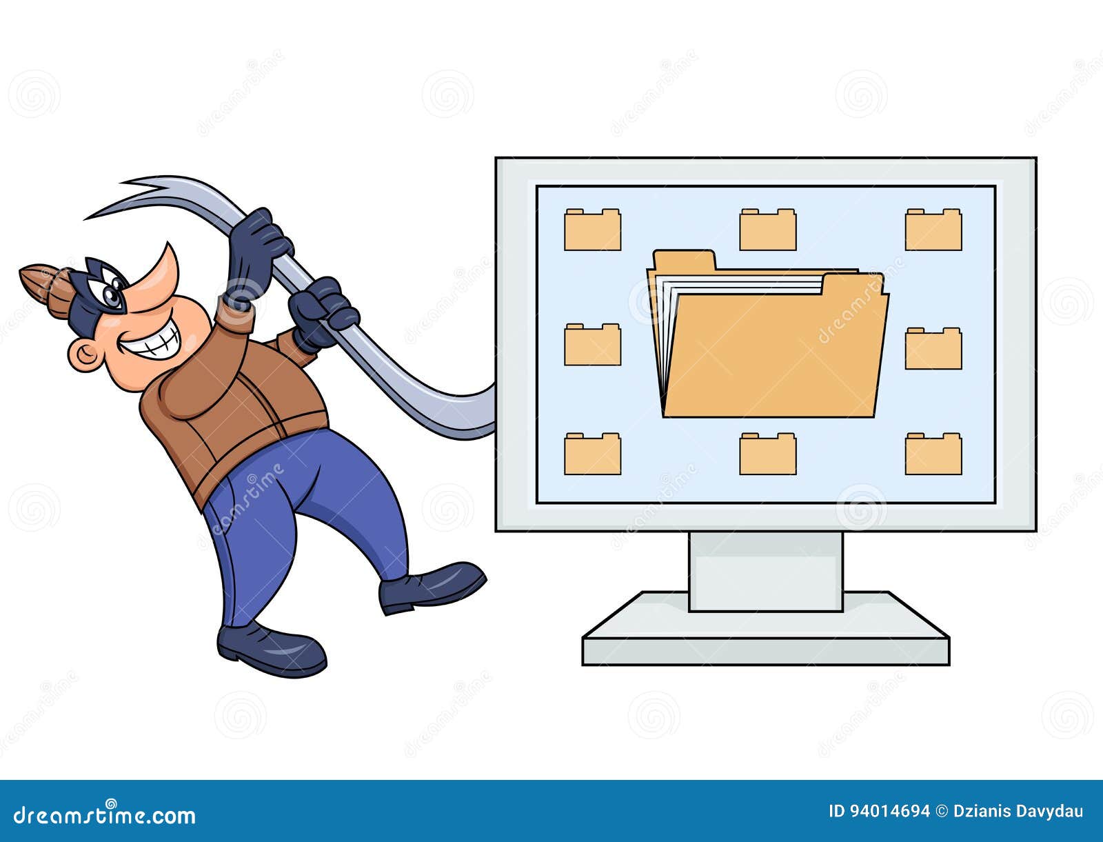 Computer Thief with a Crowbar 2 Stock Vector - Illustration of danger ...