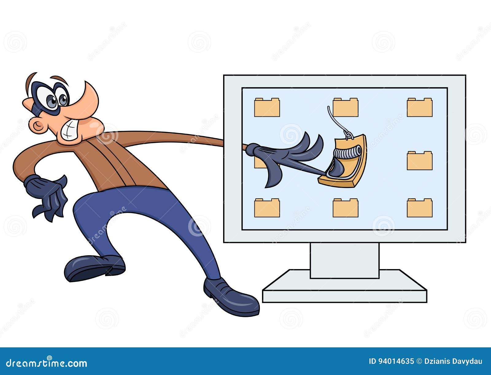 Computer Thief With A Crowbar 2 Vector Illustration | CartoonDealer.com ...