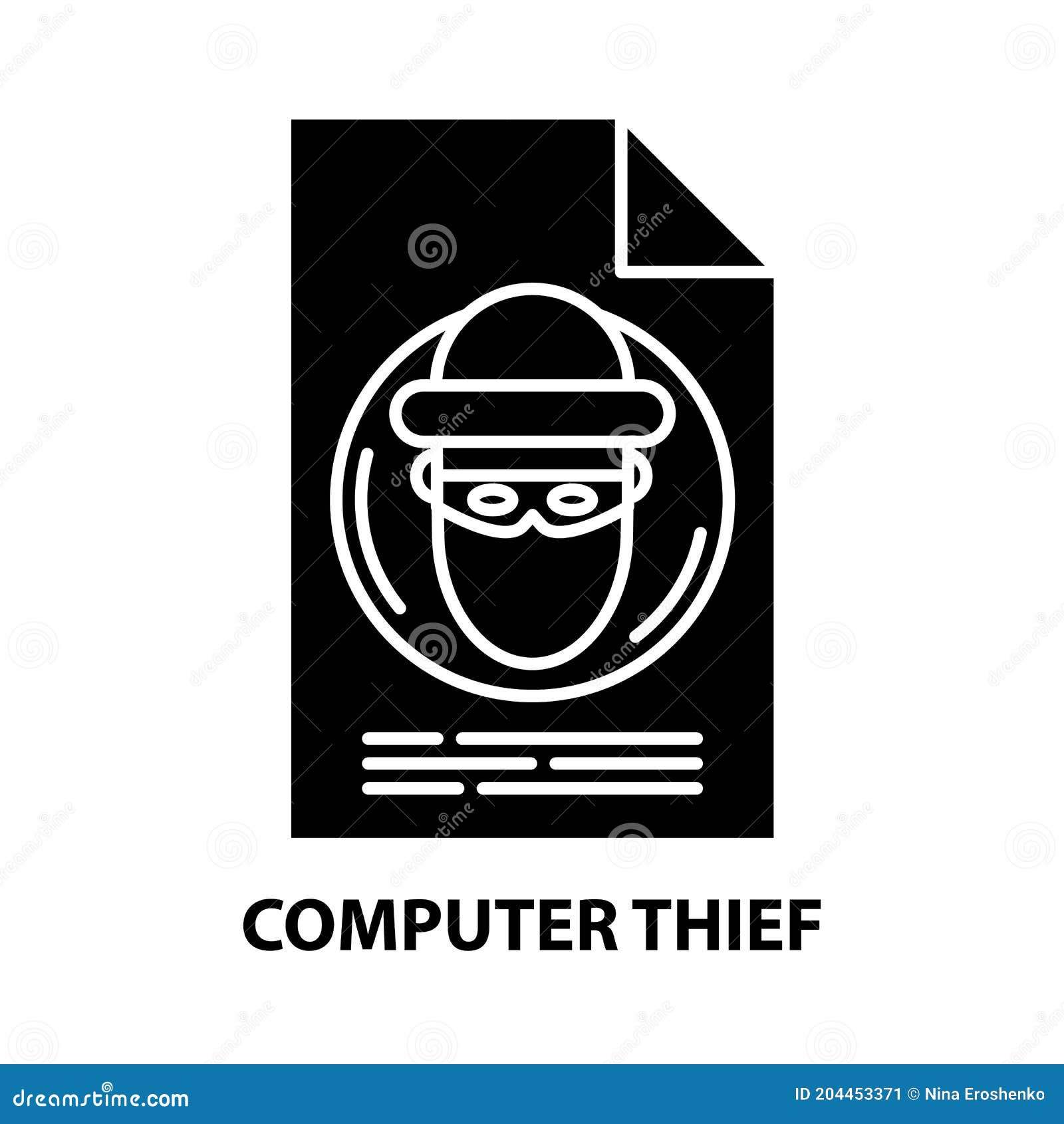 Computer Thief Icon, Black Vector Sign with Editable Strokes, Concept ...