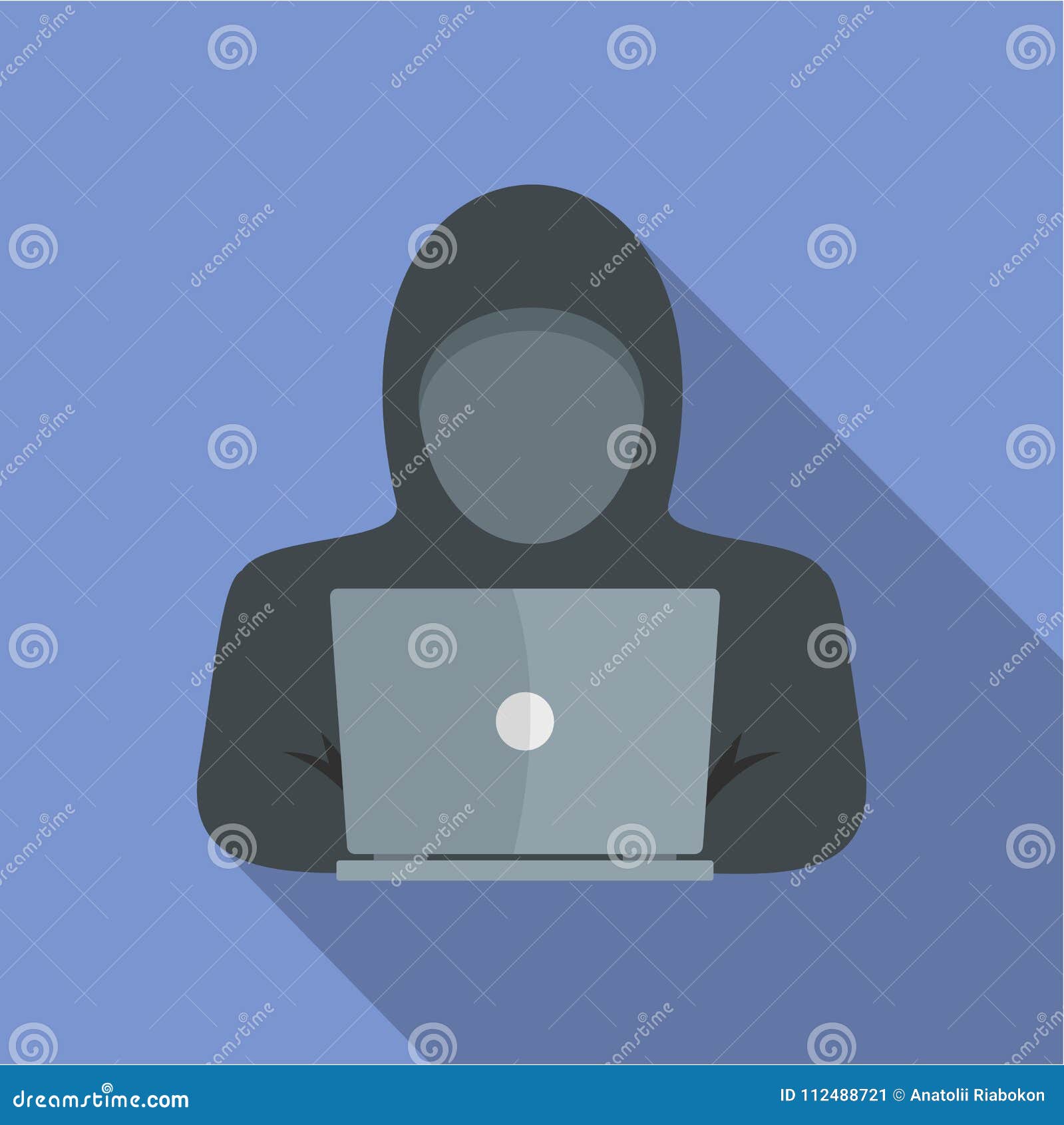 Computer Thief Icon, Flat Style Stock Vector - Illustration of ...