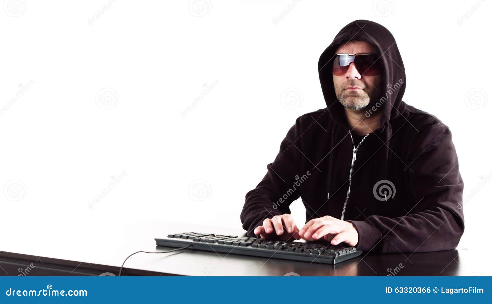 Computer Thief Typing on Computer Keyboard, Hacker Cybercrime White ...