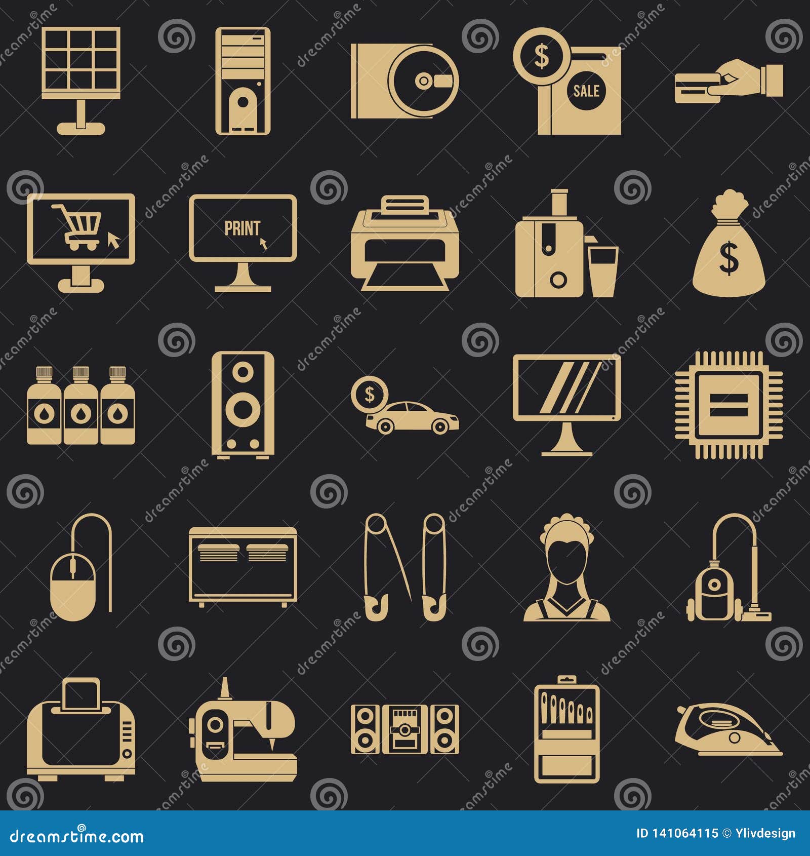 Computer Things Icons Set, Simple Style Stock Vector - Illustration of ...
