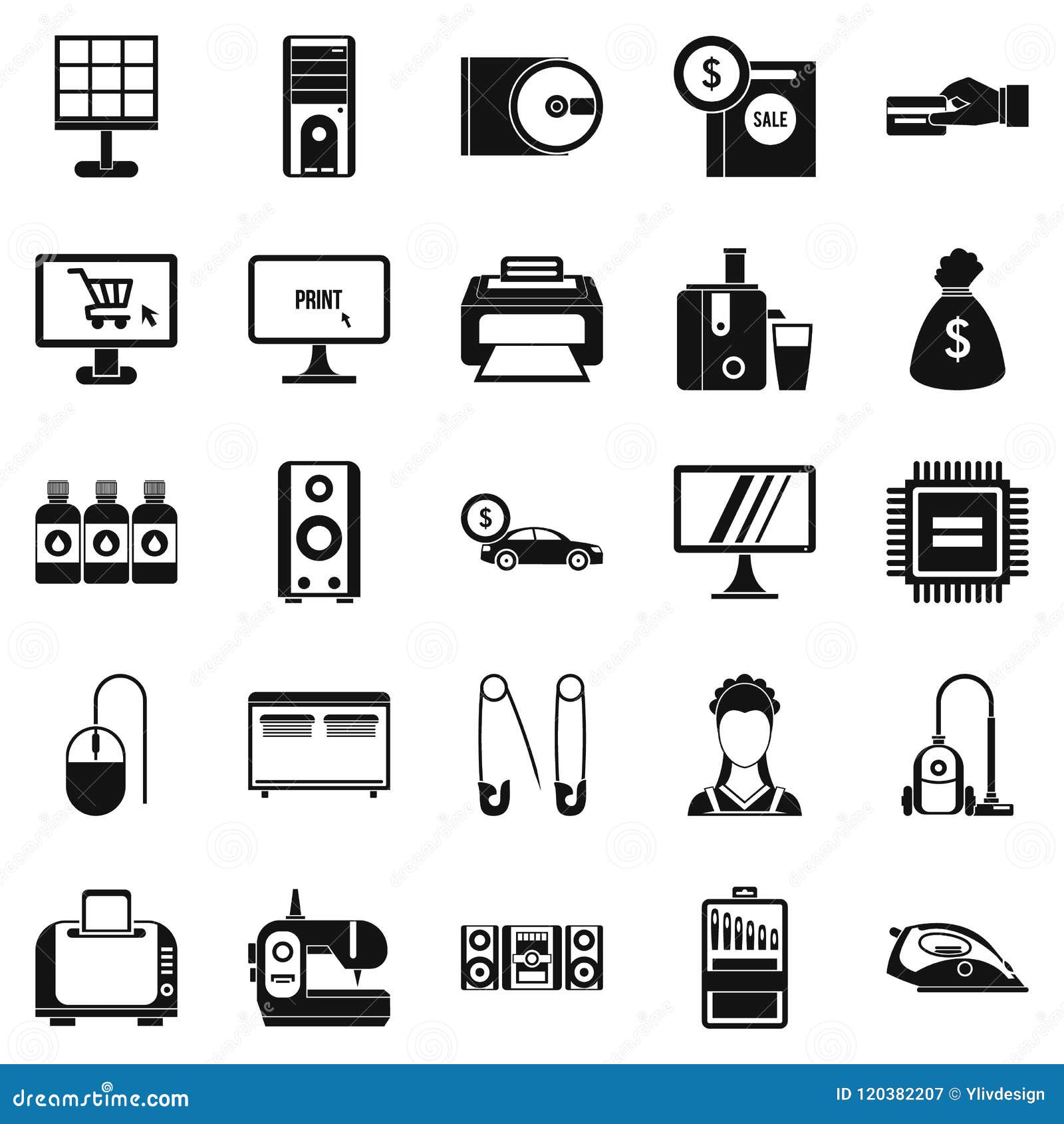 Computer Things Icons Set, Simple Style Stock Vector - Illustration of ...