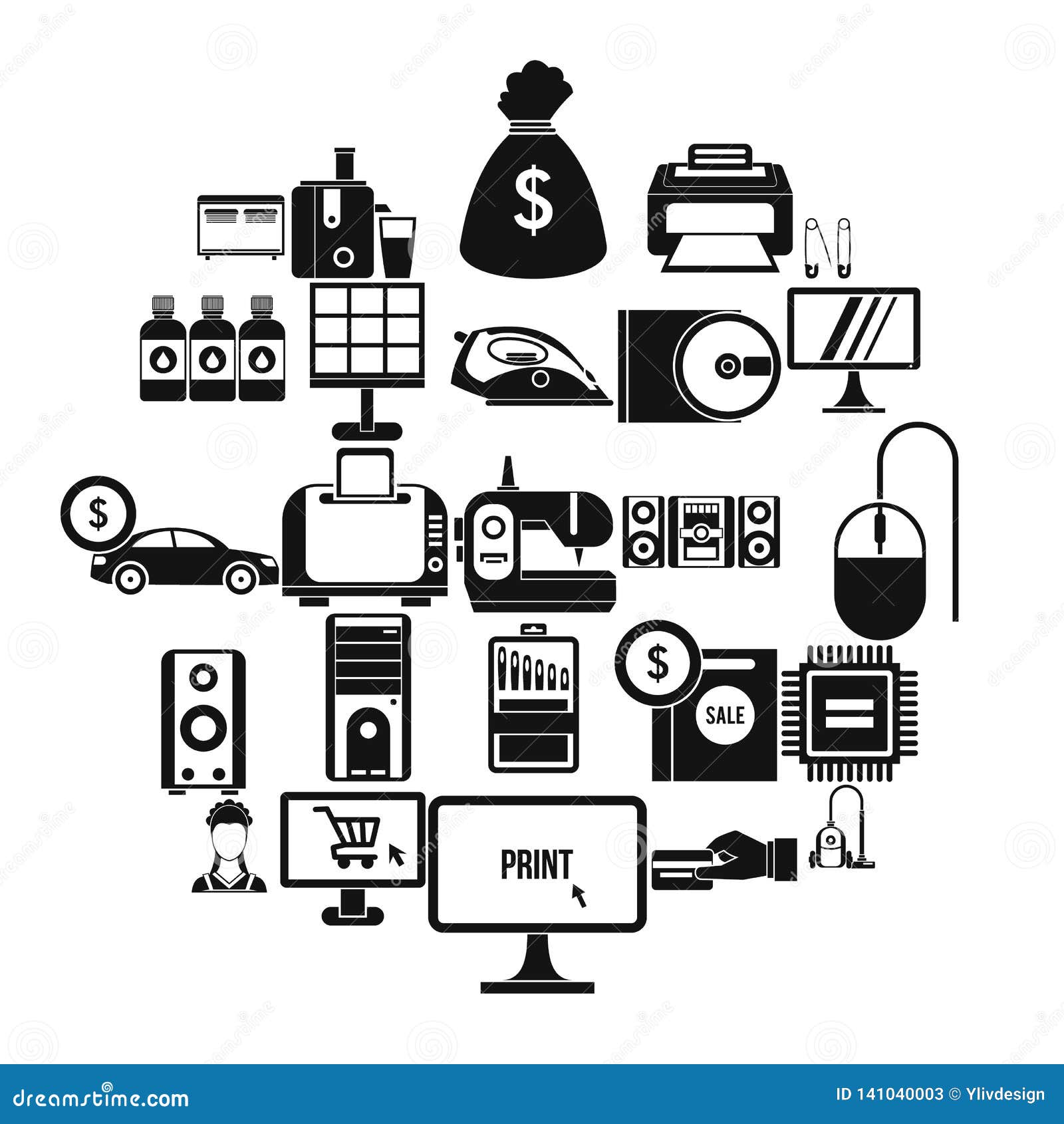 Computer Things Icons Set, Simple Style Stock Vector - Illustration of ...