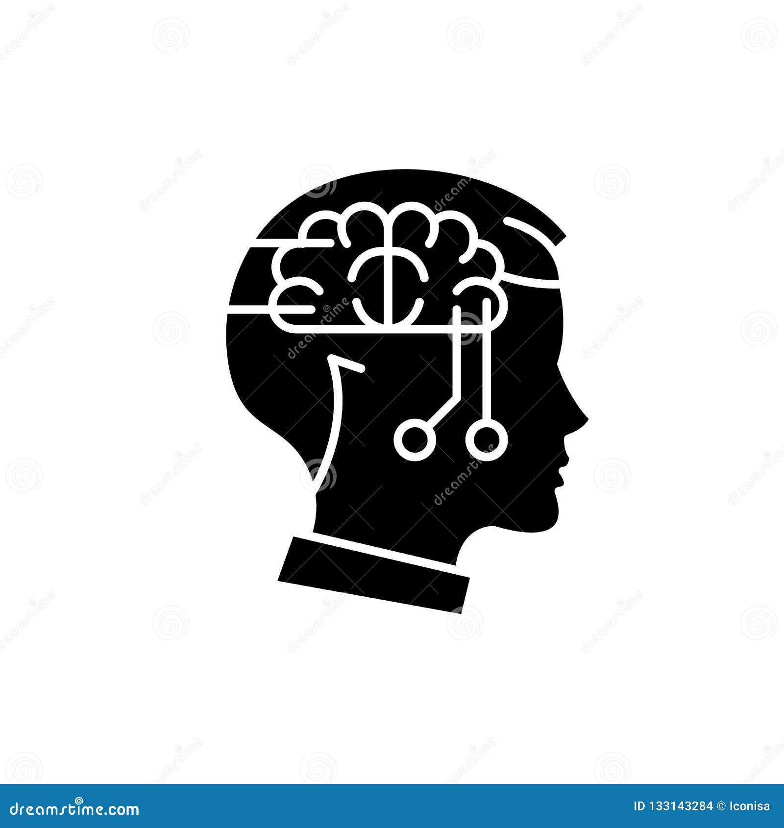Computer Thinking Black Icon, Vector Sign on Isolated Background ...