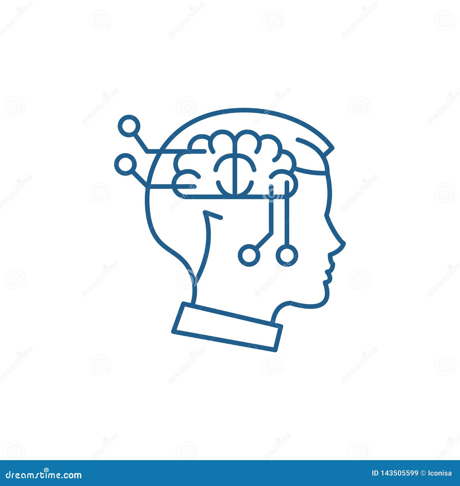 Computer Thinking Line Icon Concept. Computer Thinking Flat Vector ...