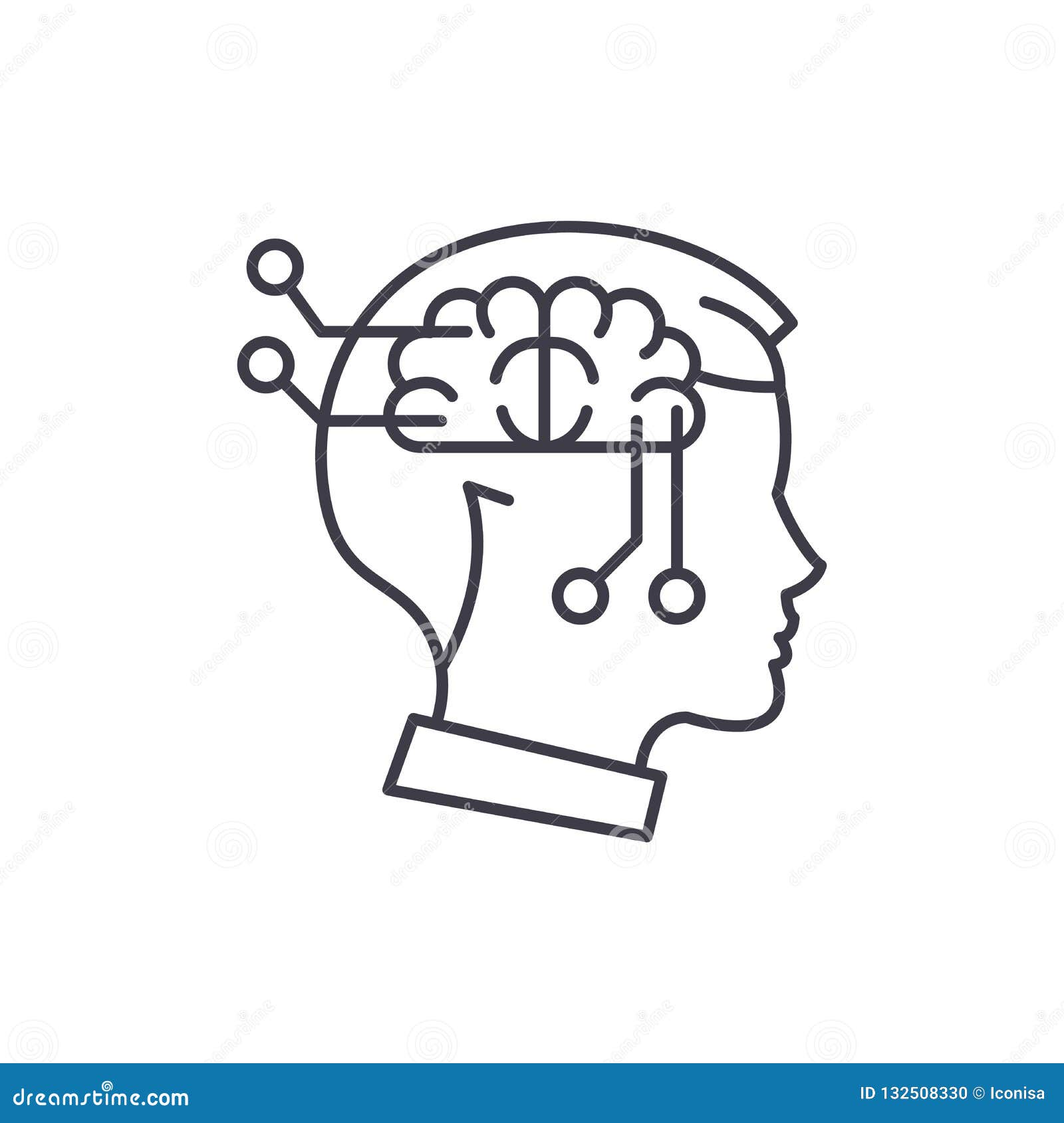 Computer Thinking Line Icon Concept. Computer Thinking Vector Linear ...