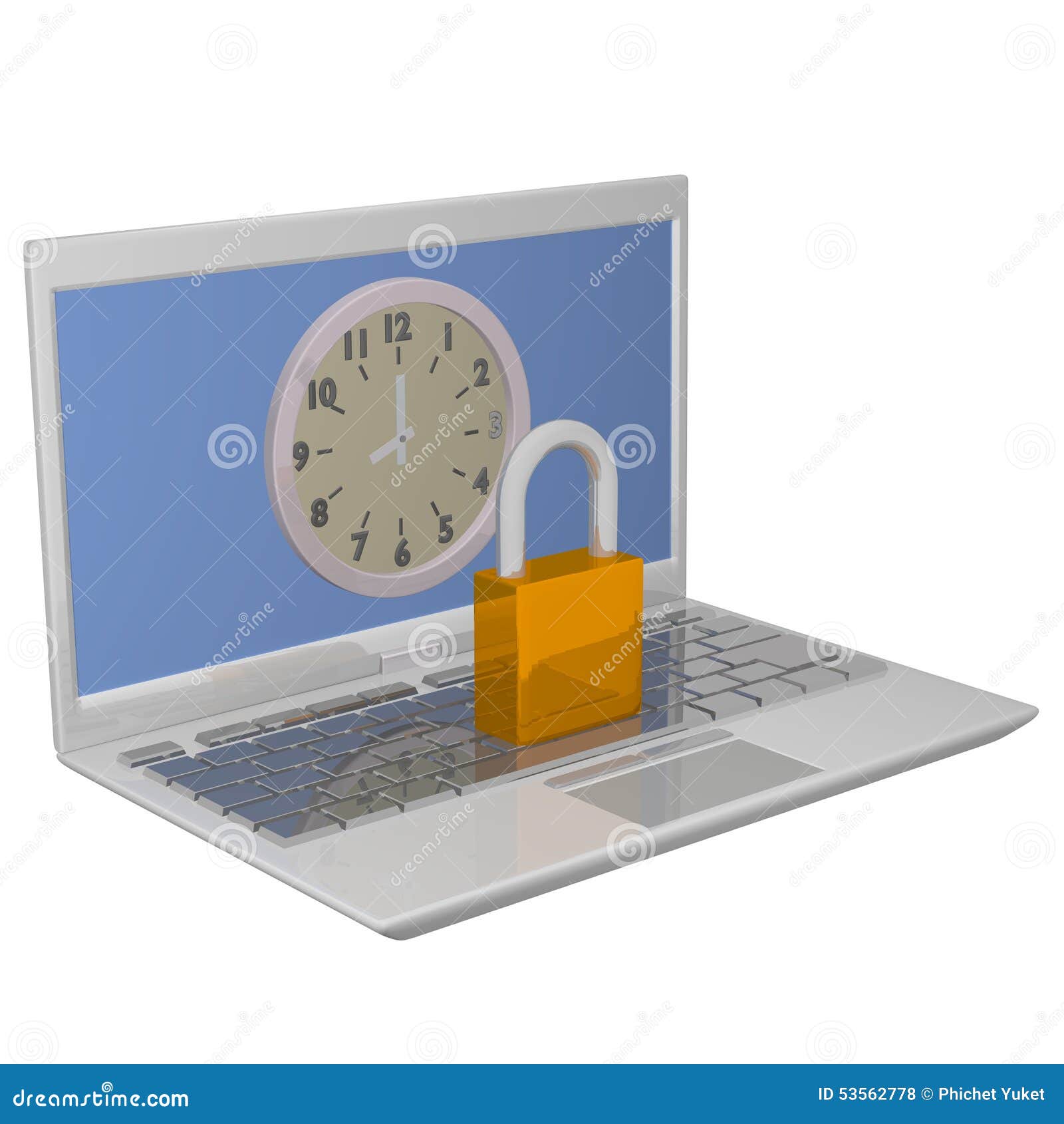 Computer Time Lock stock illustration. Illustration of concept - 53562778