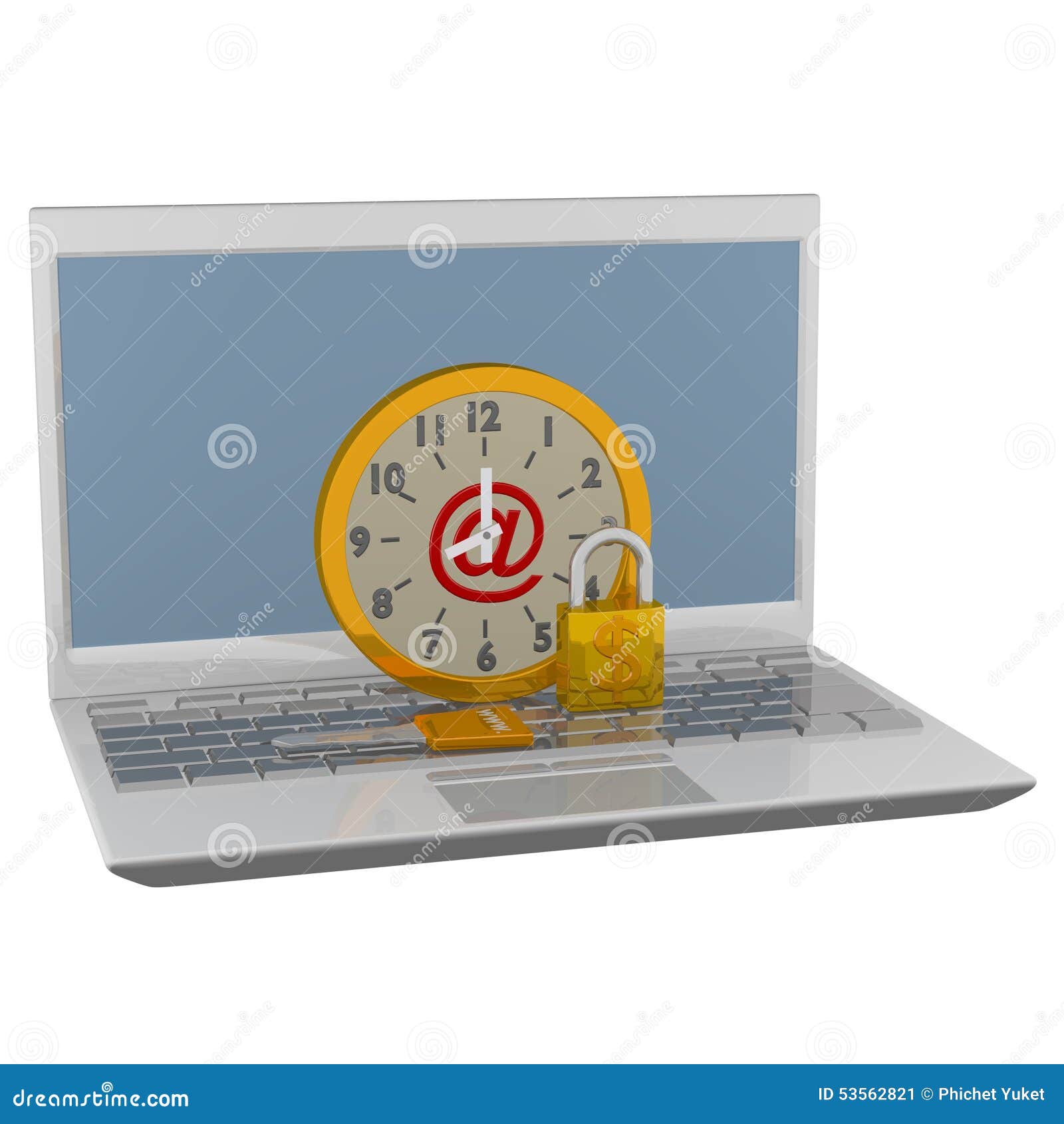 Computer Time Lock stock illustration. Illustration of yellow - 53562821