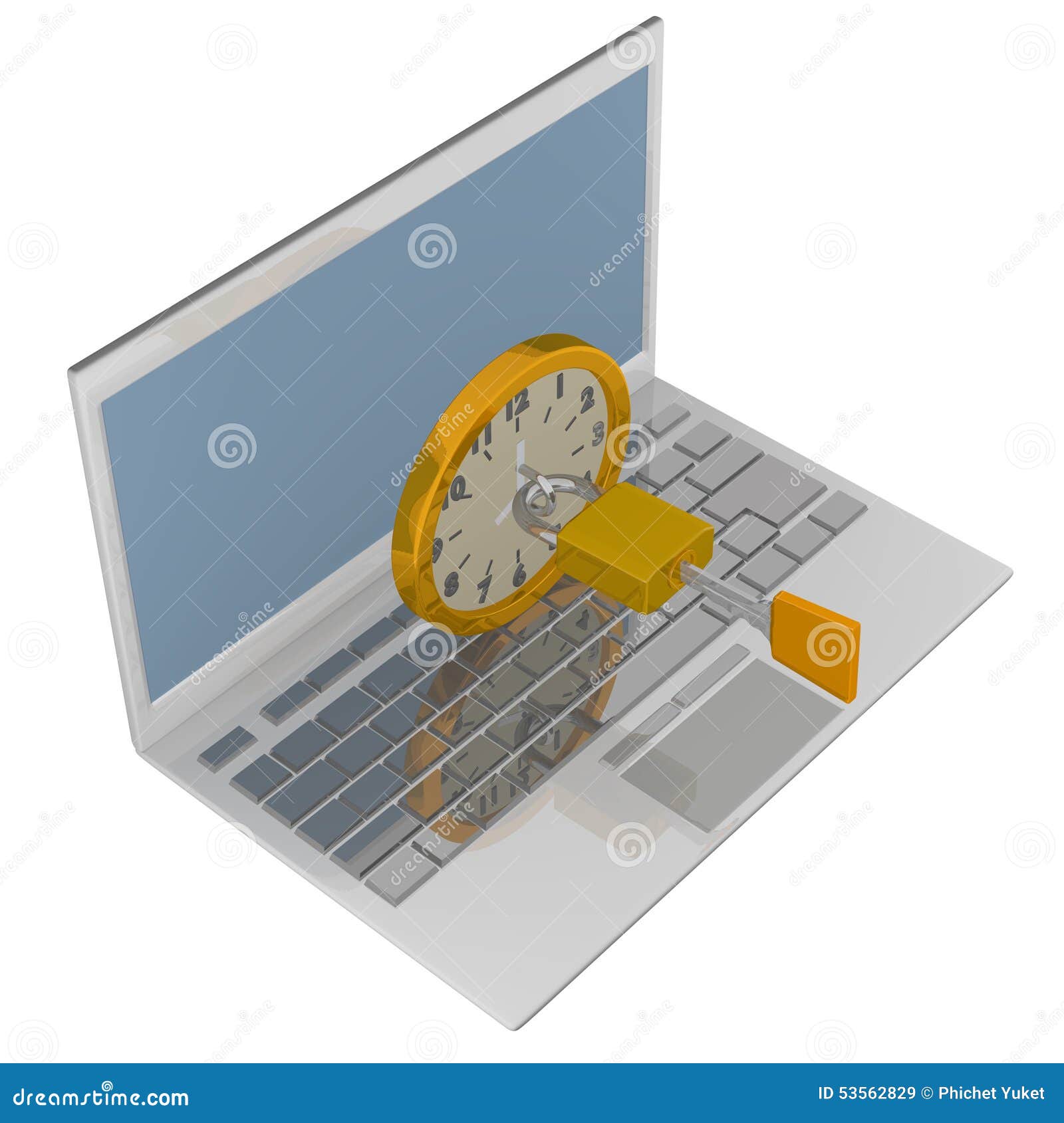 Computer Time Lock stock illustration. Illustration of render - 53562829