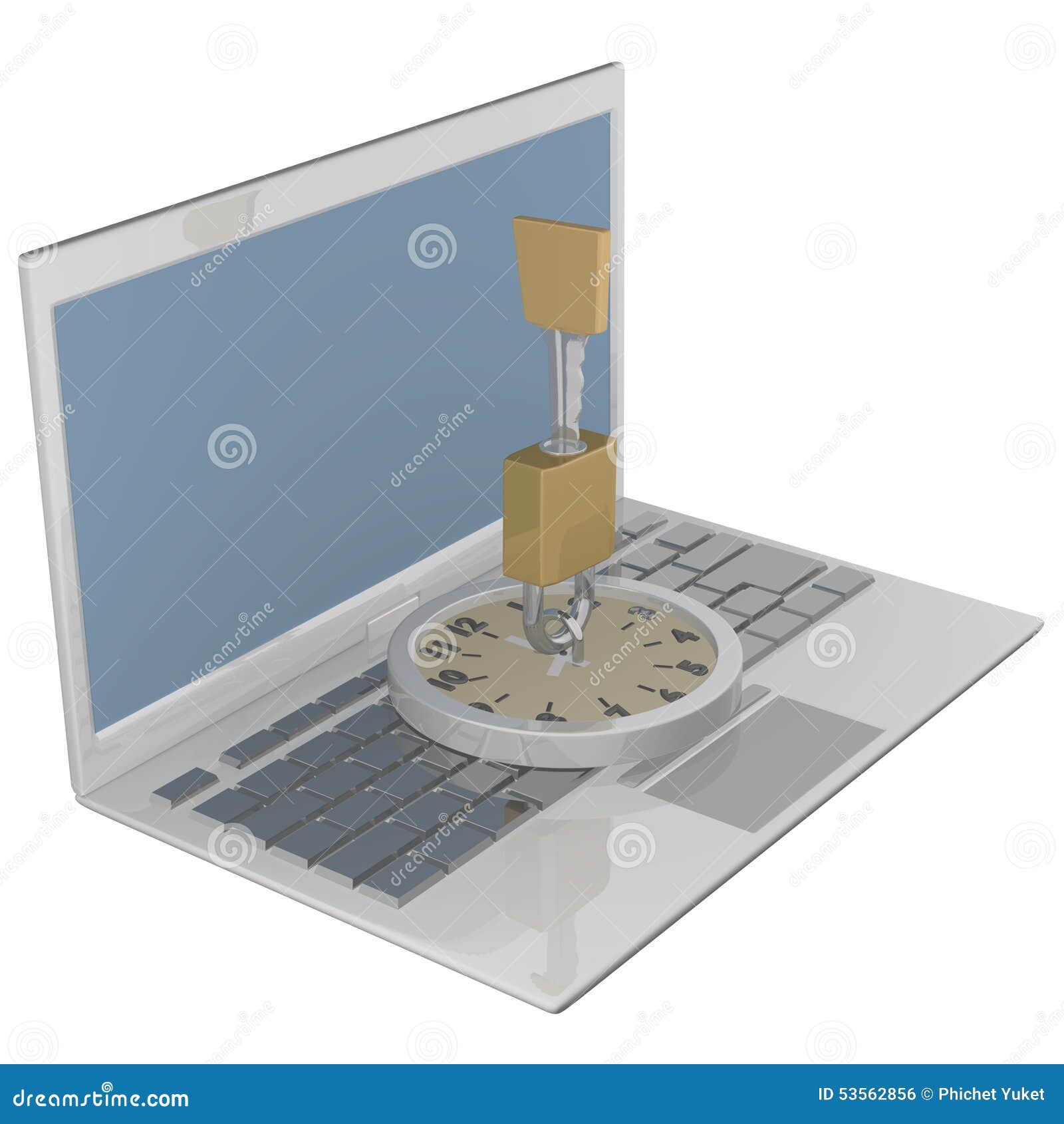 Computer Time Lock stock illustration. Illustration of lock - 53562856