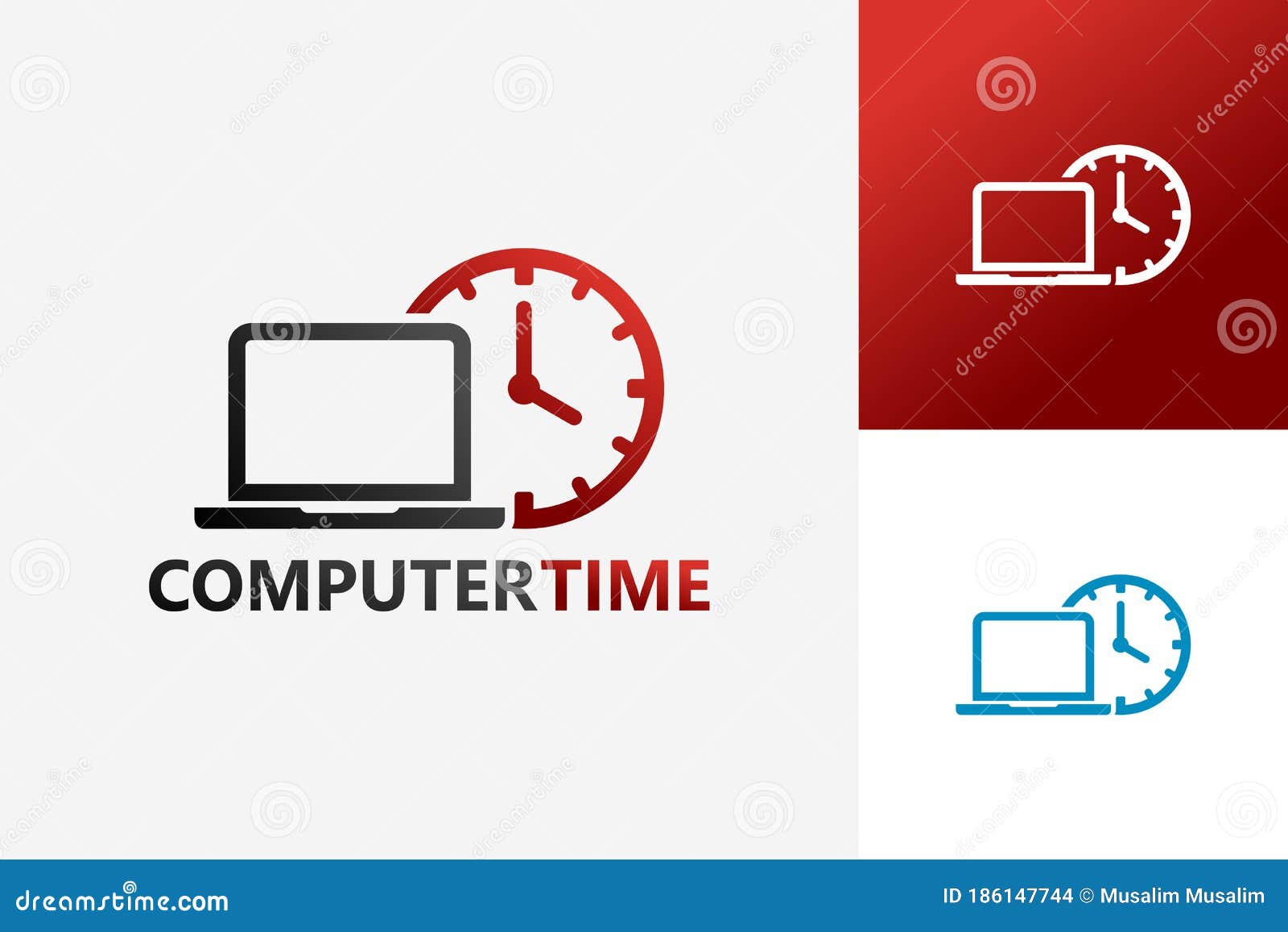Computer Time Logo Template Design Vector, Emblem, Design Concept ...