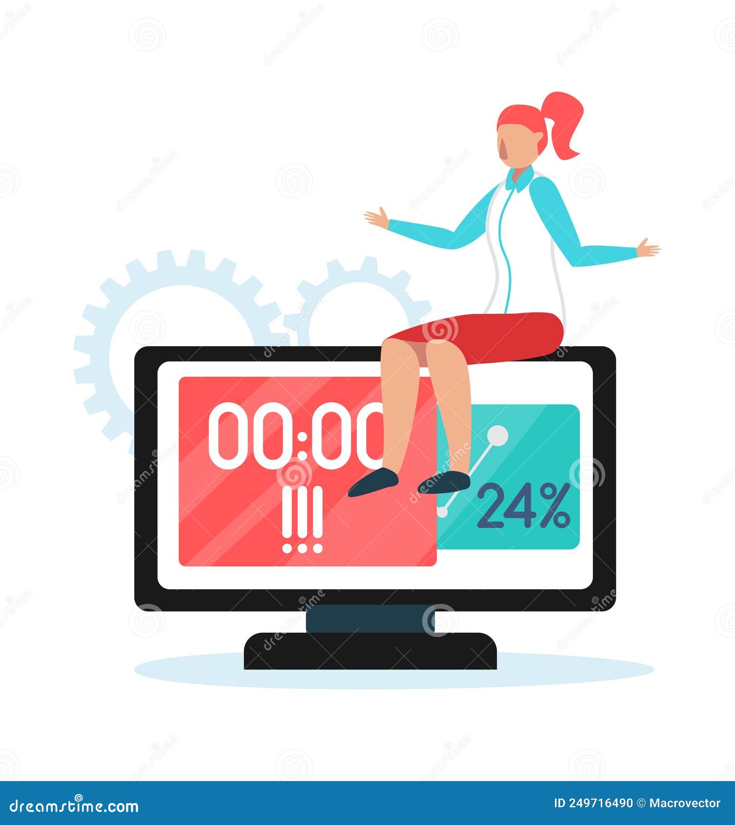 Computer Time Management Composition Stock Illustration - Illustration ...