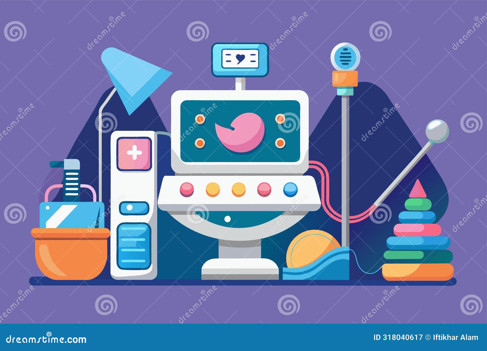 A Computer, Toothbrush, and Toothpaste on a Purple Background ...