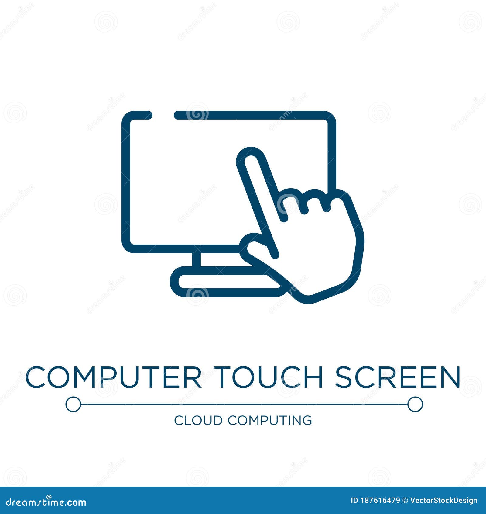 Computer Touch Screen Icon. Linear Vector Illustration from Computer ...