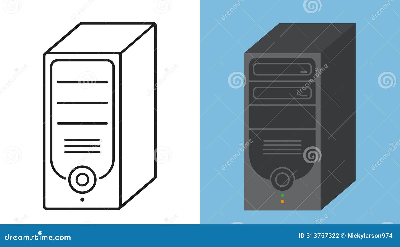 Computer Tower or Case Flat Stock Vector - Illustration of device, flat ...
