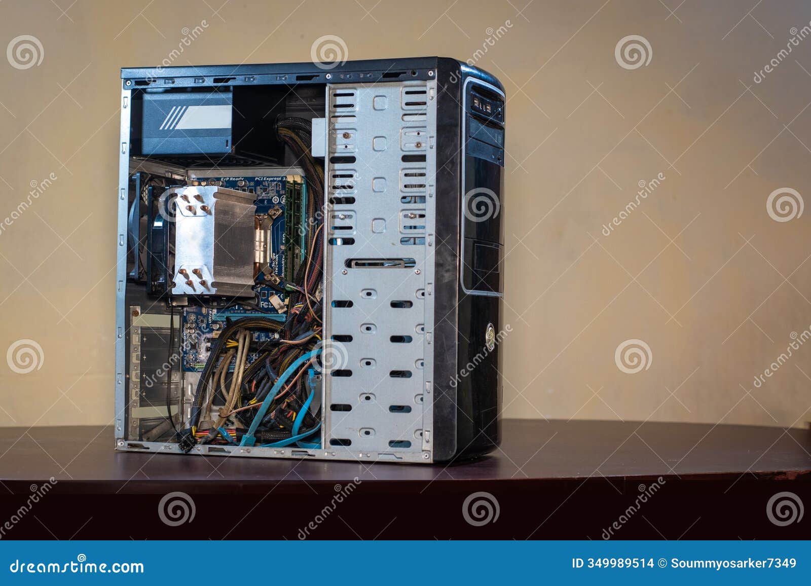 Computer Tower Case on a Office Desk with Showcasing Modern Equipment ...