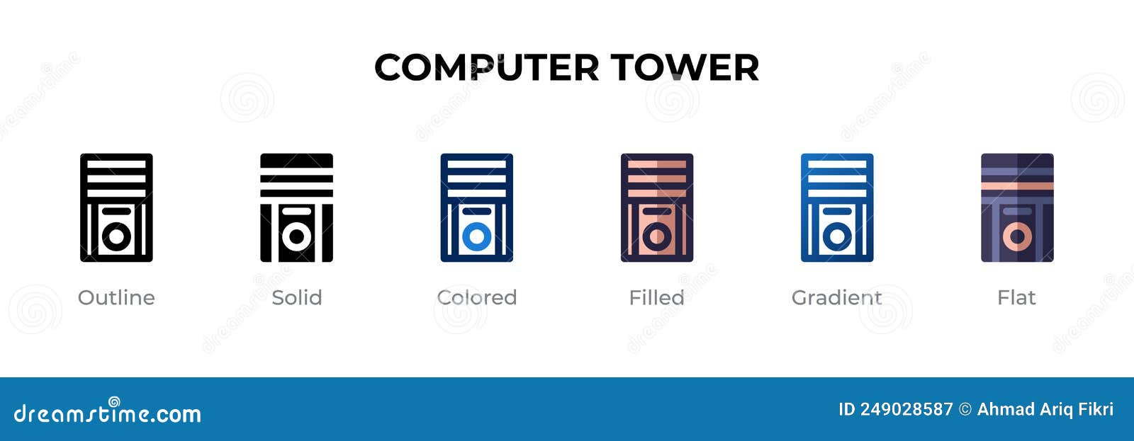 Computer Tower Icon in Different Style. Computer Tower Vector Icons ...