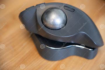 Computer Trackball Mouse on Office Desk at Work Stock Image - Image of ...