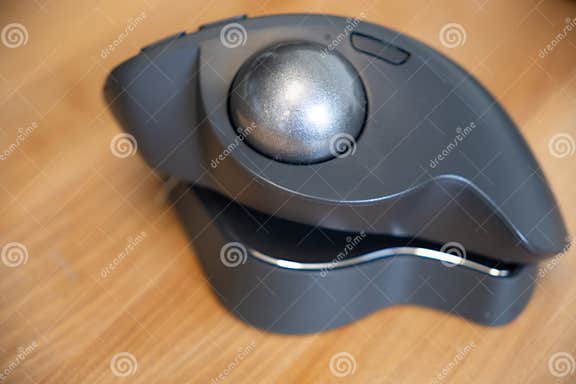 Computer Trackball Mouse on Office Desk at Work Stock Image - Image of ...