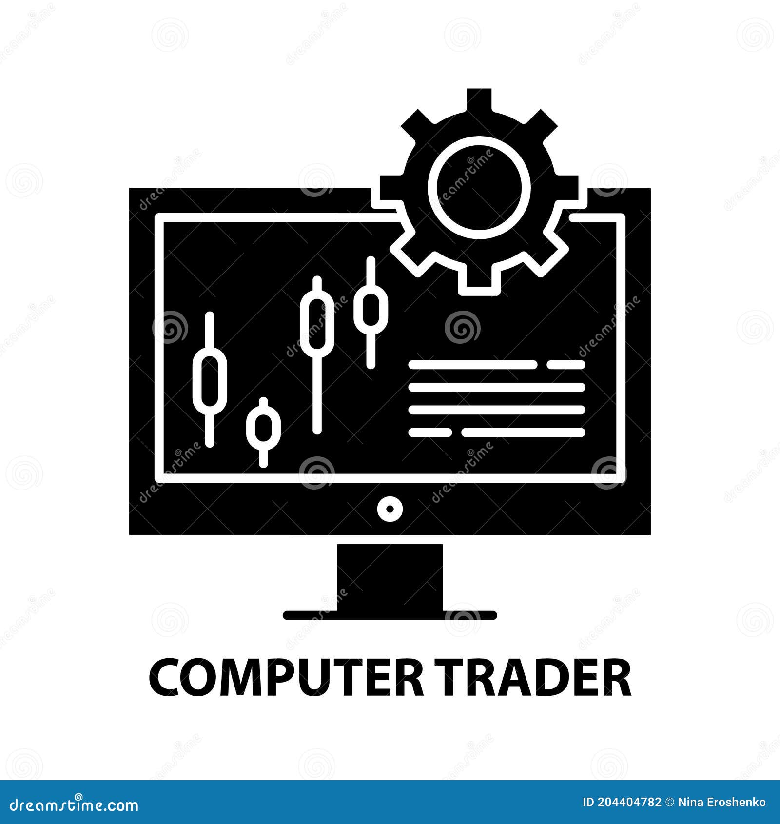 Computer Trader Icon, Black Vector Sign with Editable Strokes, Concept ...