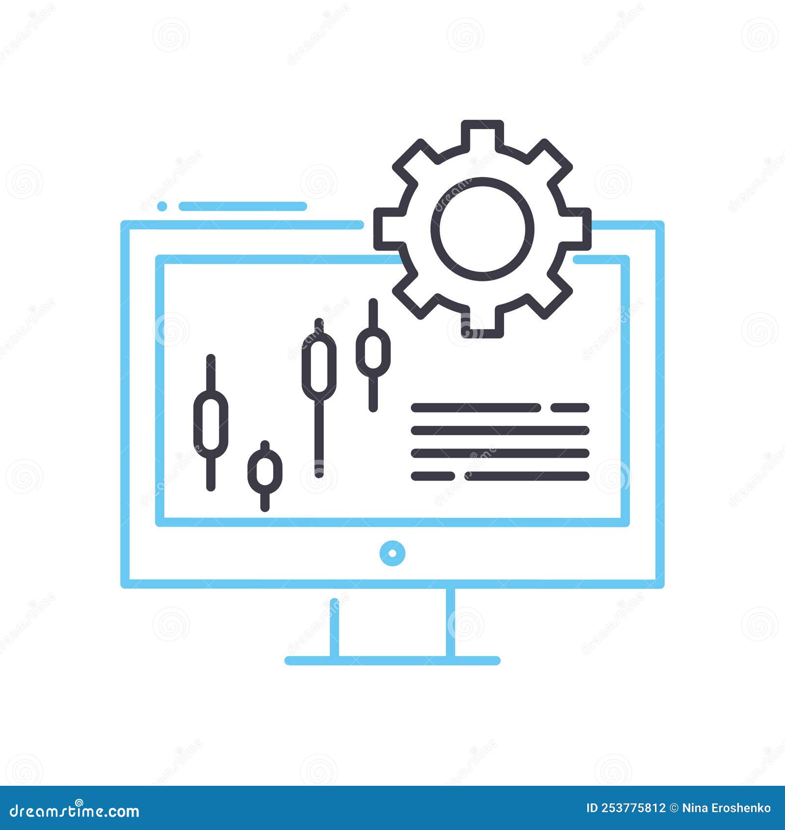 Computer Trader Line Icon, Outline Symbol, Vector Illustration, Concept ...