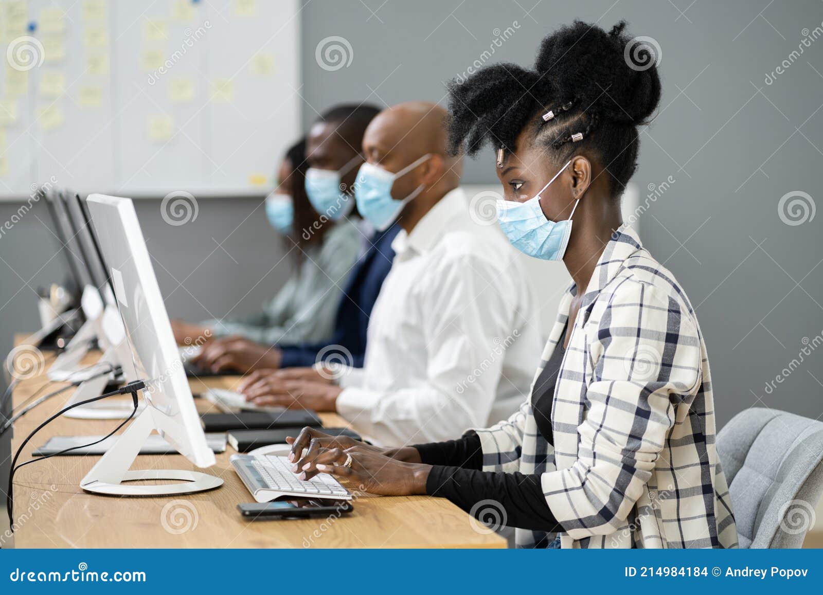 Computer Training Classroom Stock Photo - Image of nigeria, mask: 214984184