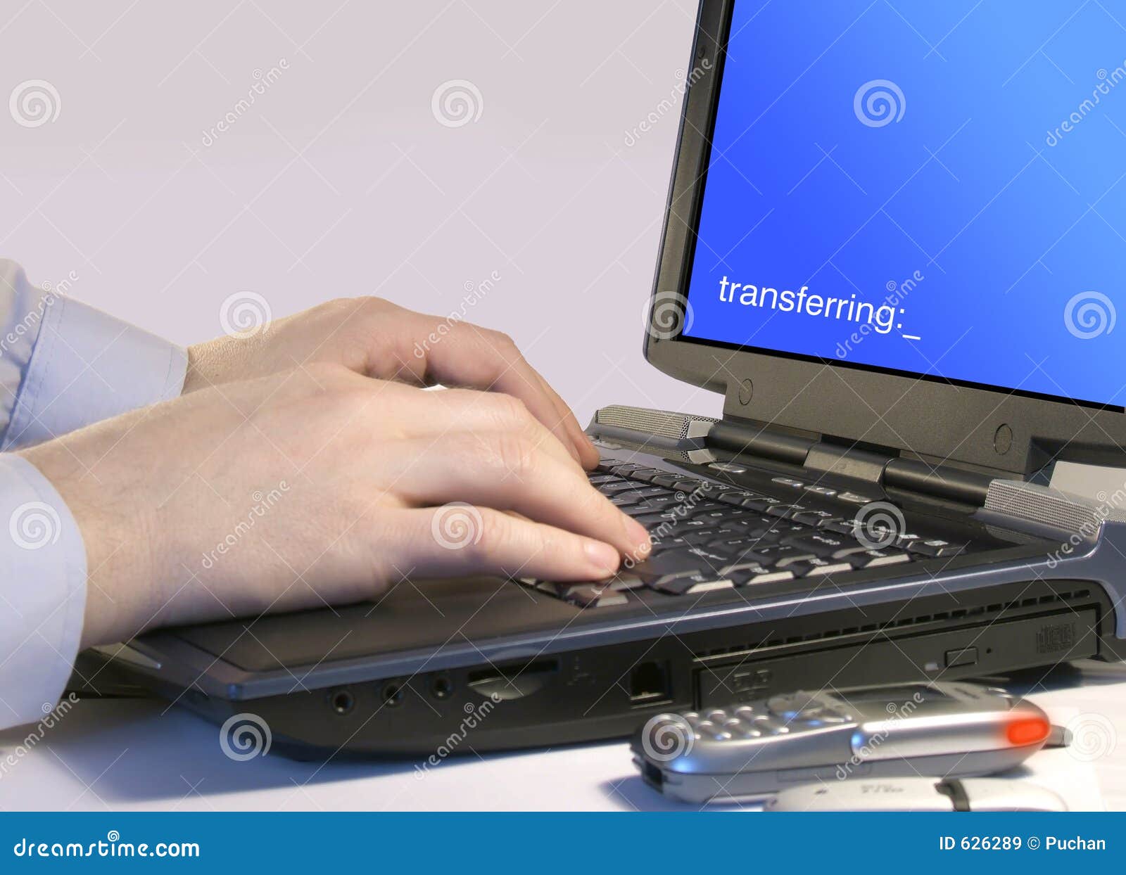 Computer transferring stock image. Image of cellphone, credit - 626289