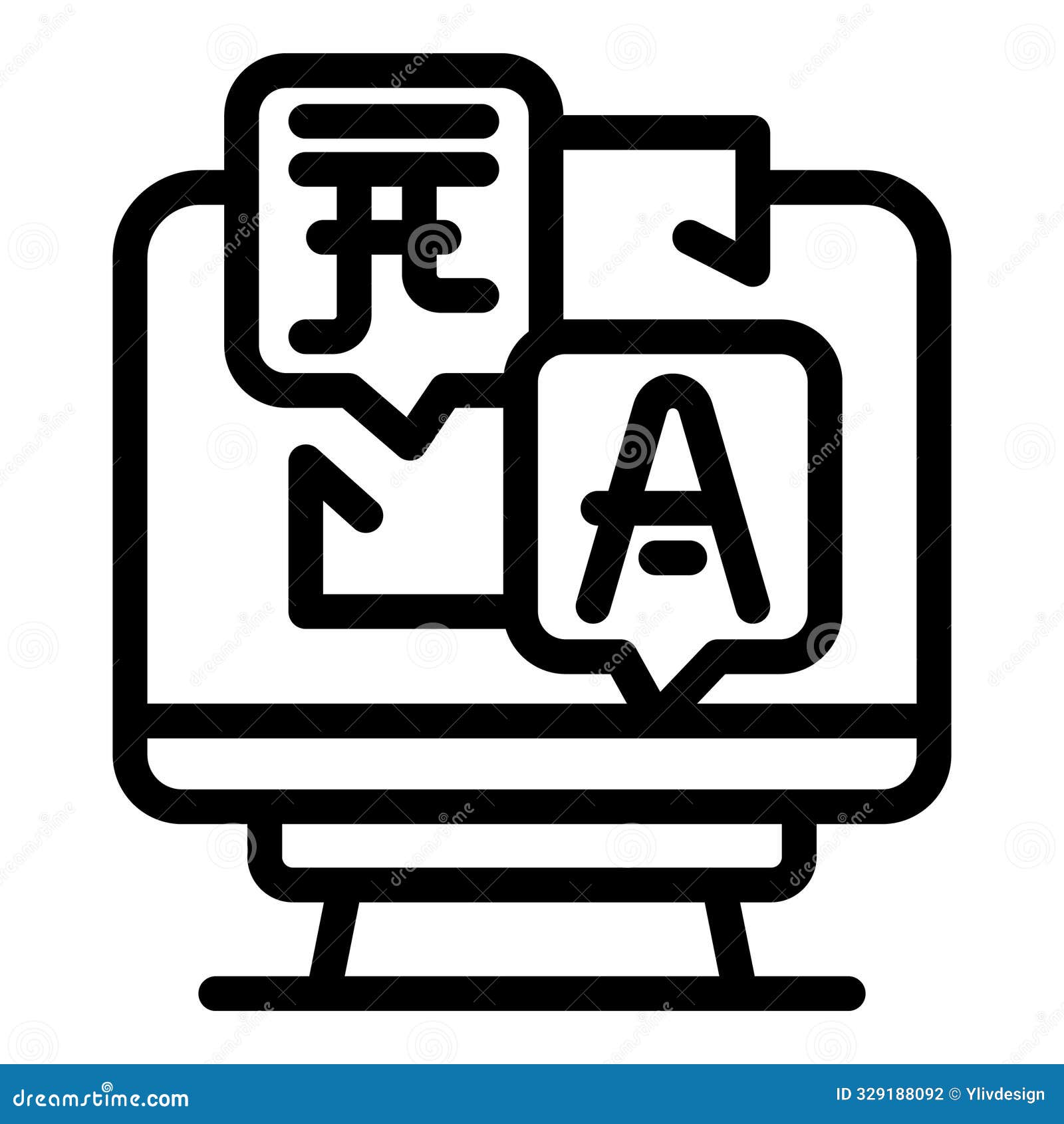 Computer Translating Foreign Language with Dictionary Icon Stock ...