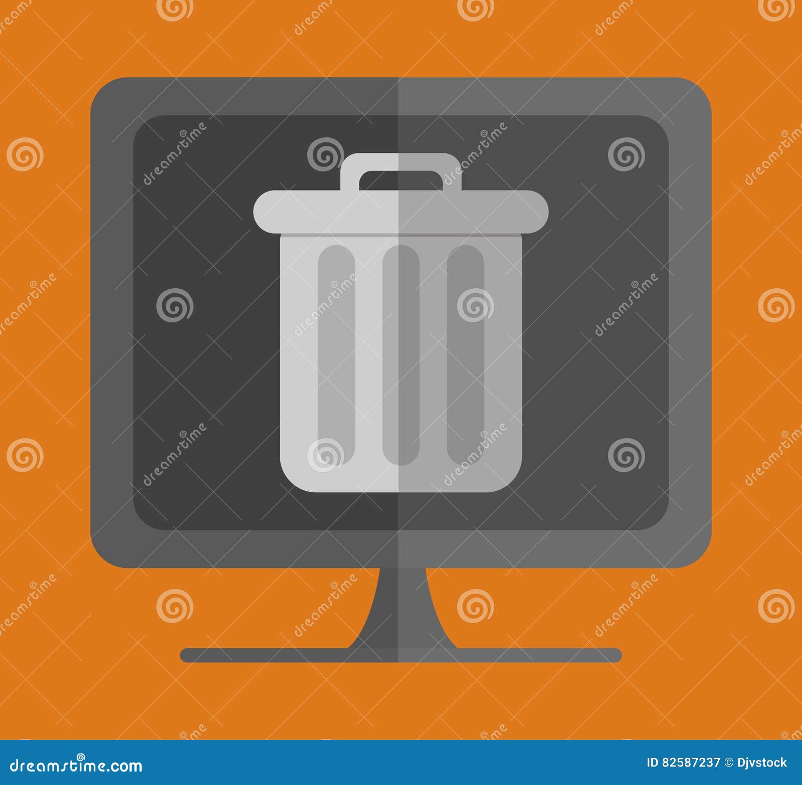Computer with Trash Can on Screen Icon Image Stock Vector ...