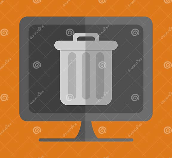 Computer with Trash Can on Screen Icon Image Stock Vector ...